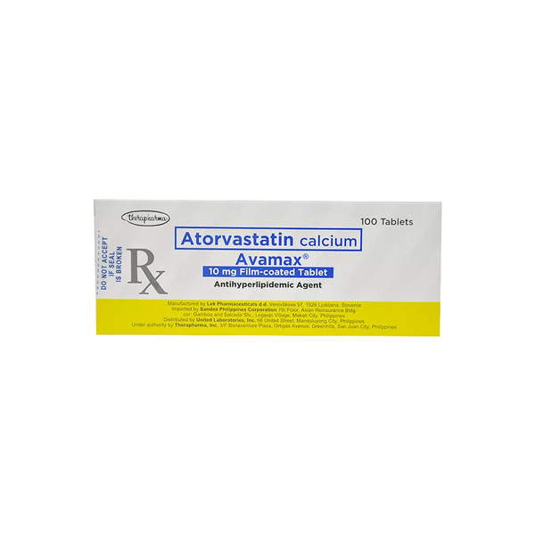 Buy Avamax atorvastatin calcium 10mg film-coated tablet 1's online with ...